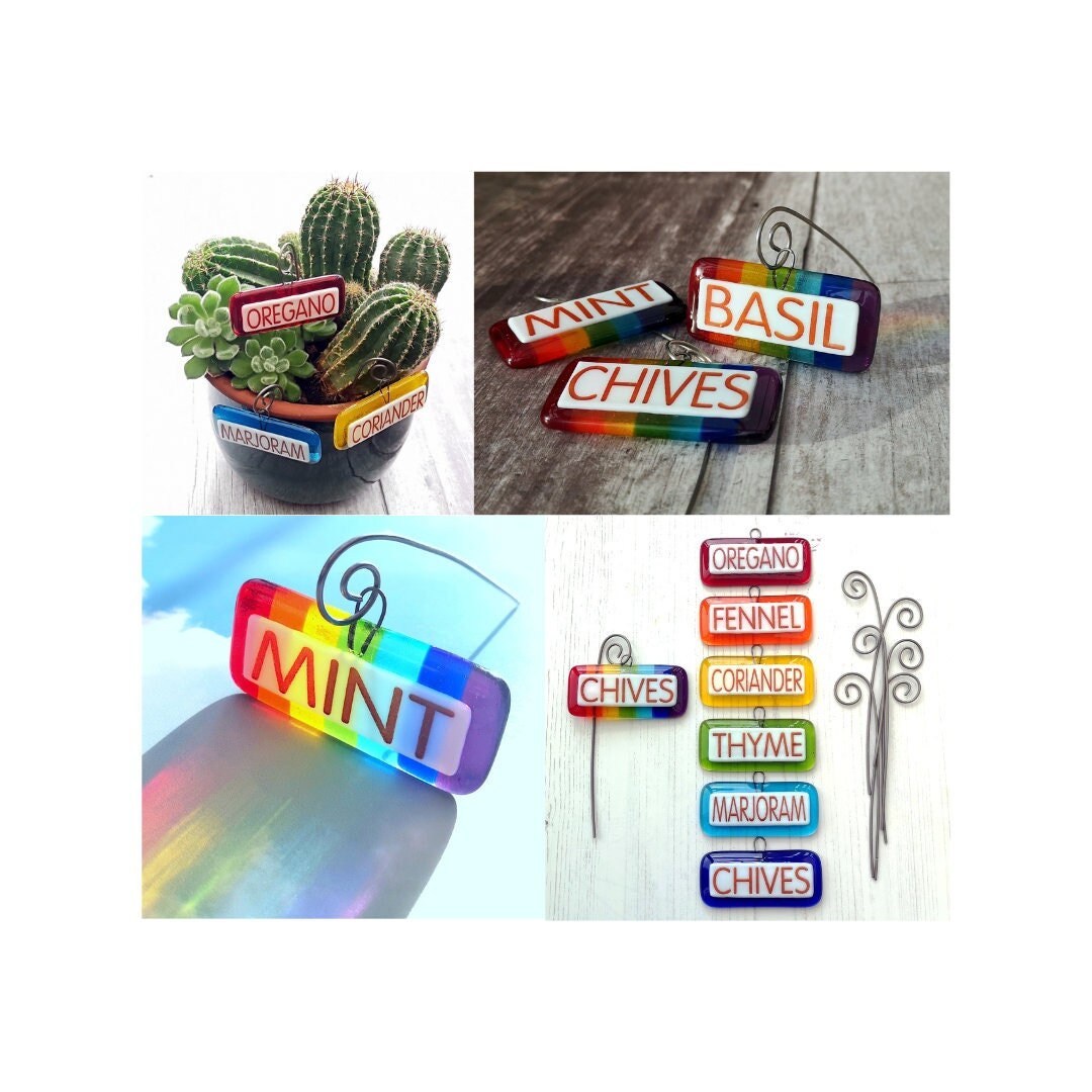 Handmade Fused Glass Vegetable Herb Garden Plant Name Label / - Etsy