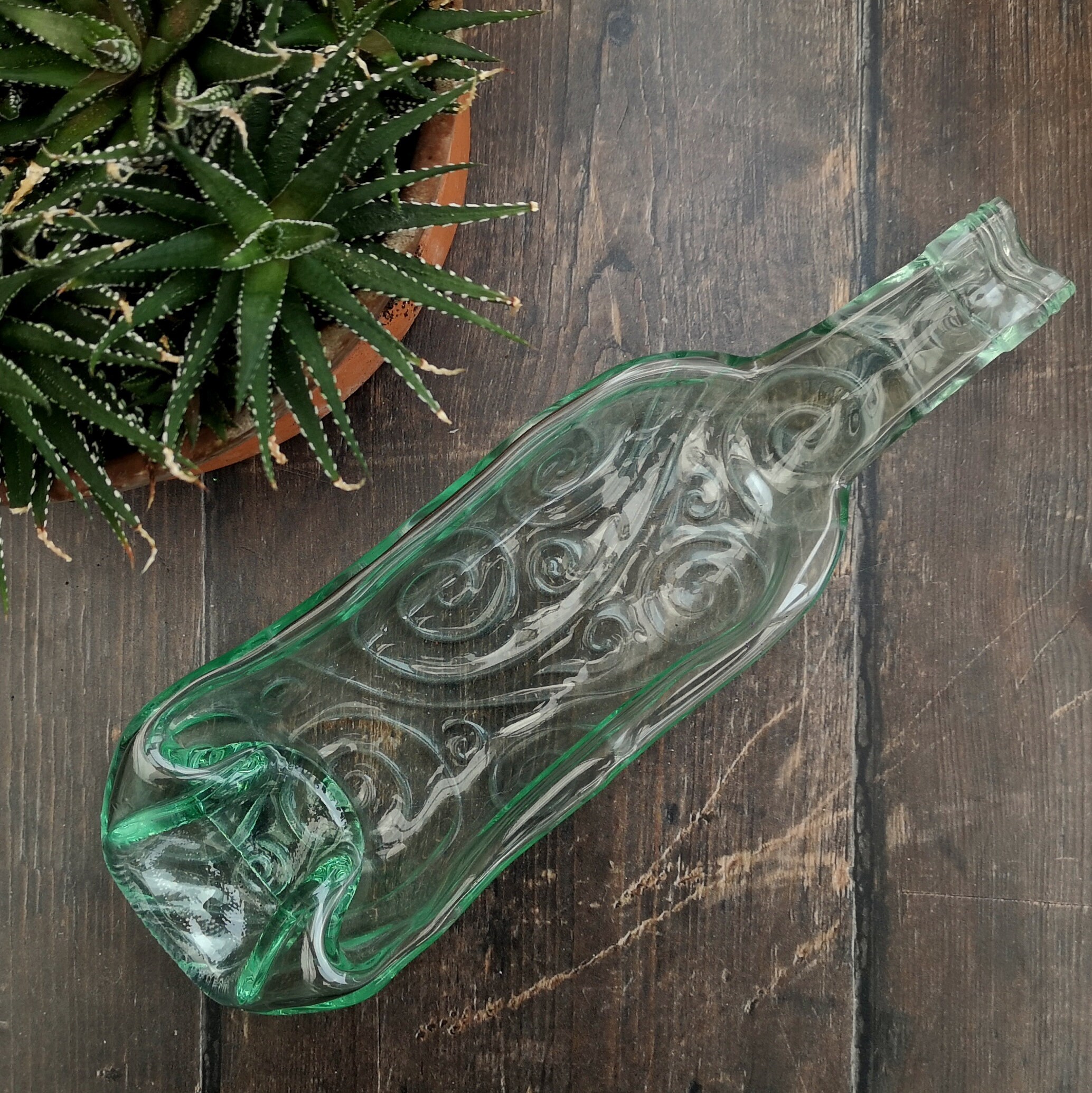 Handmade Fused Glass Recycled Wine Bottle Spiral Pattern Dish - Slumped ...