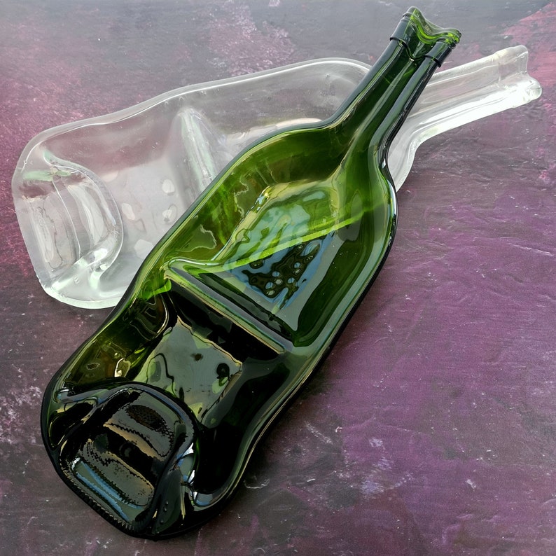 Handmade Fused Glass Dual Split Recycled Wine Bottle Dish - Etsy