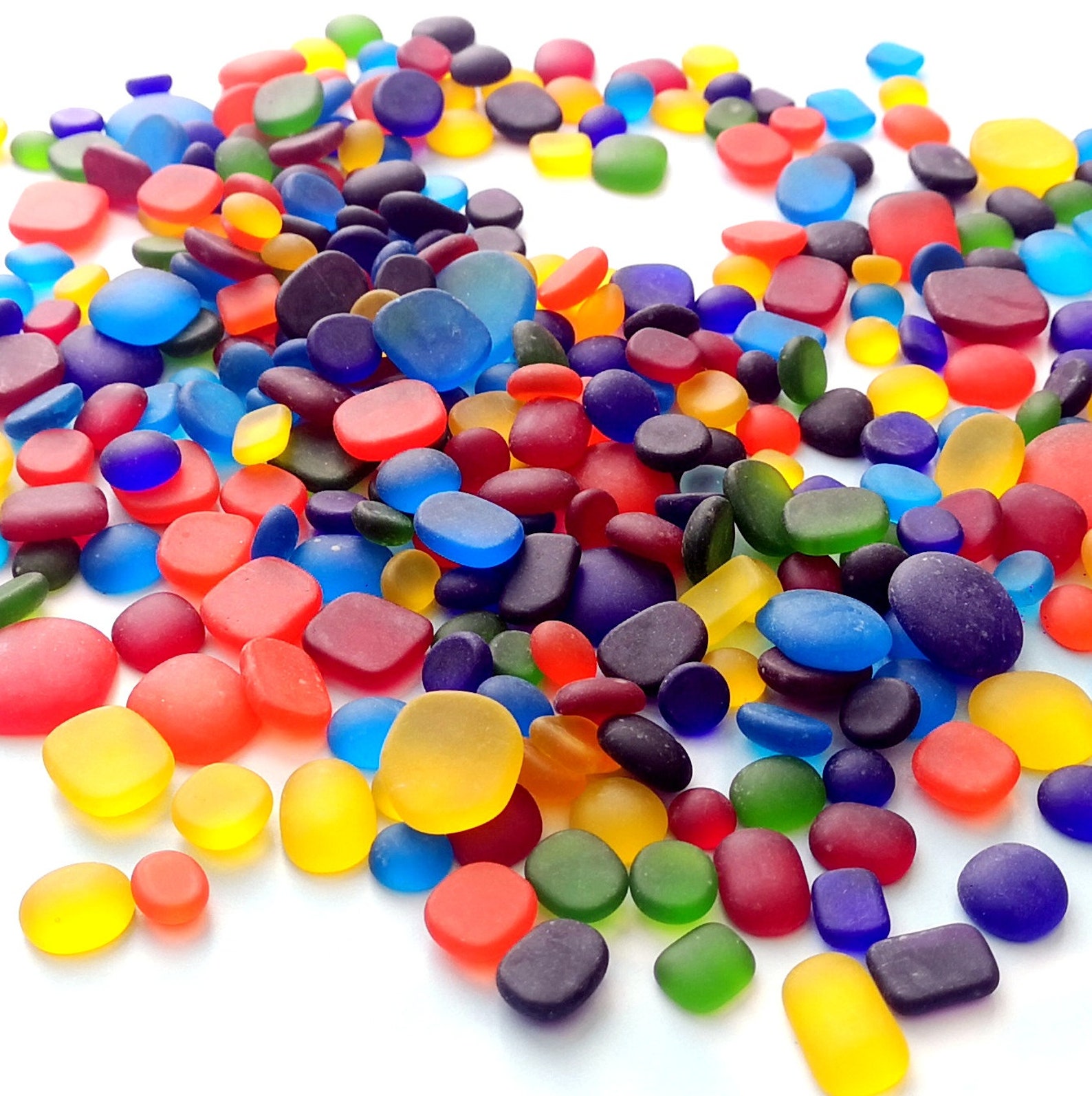 Tumbled Glass - Rainbow Colour Mix - Mixed Sizes / Amounts - Raw Pieces ...