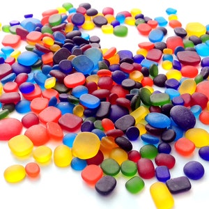 Tumbled Glass - Rainbow Colour Mix - Mixed Sizes / Amounts - Raw Pieces ...