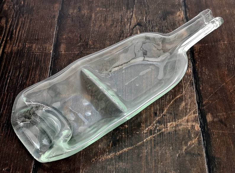 Handmade Fused Glass Dual Split Recycled Wine Bottle Dish - Squashed ...