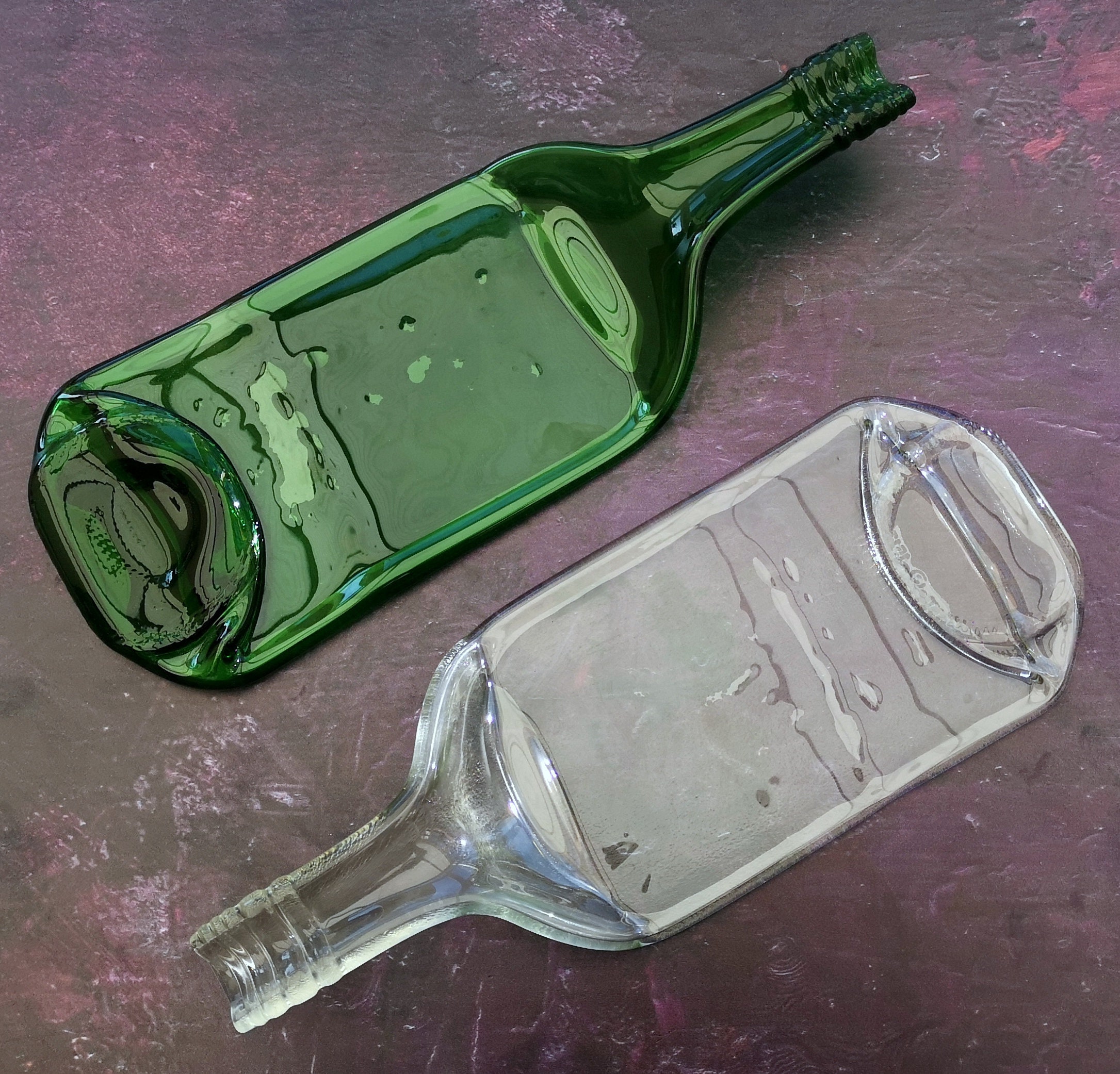 Handmade Fused Glass Recycled Wine Bottle Plate With Raised Neck Handle ...