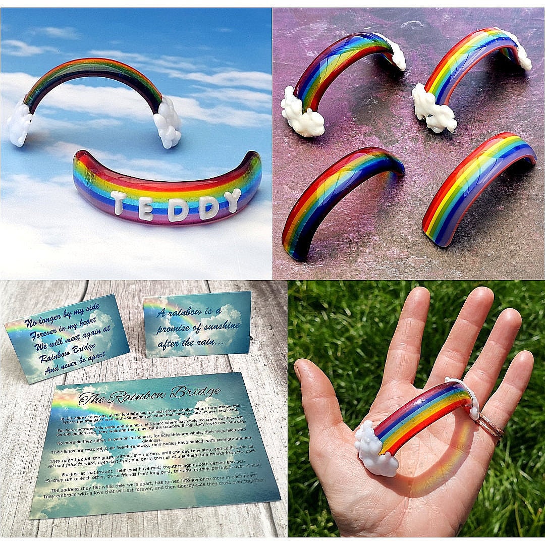 Handmade Fused Glass Minature Curved Rainbow - Rainbow Bridge Poem for ...