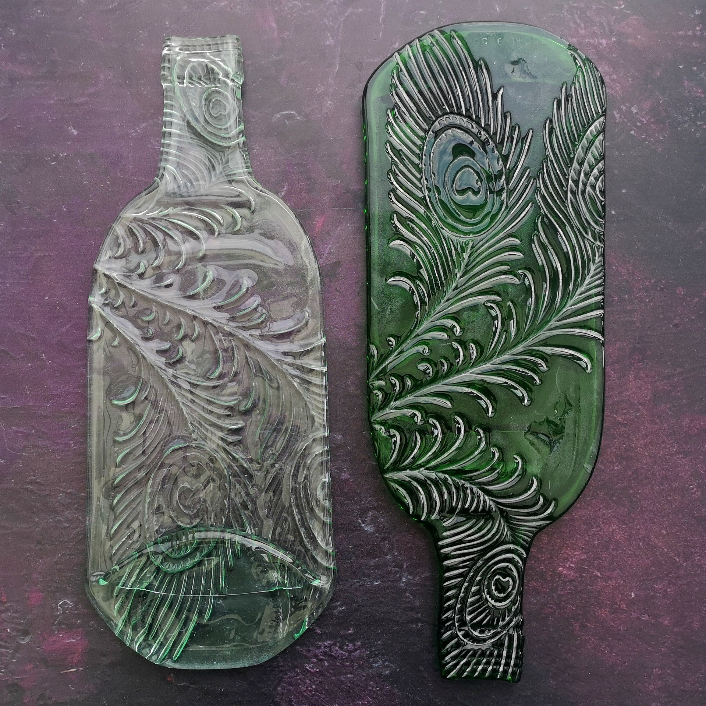 Handmade Fused Glass Recycled Wine Bottle Plate With Imprinted Patterns ...