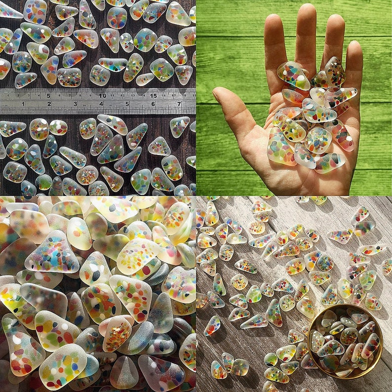 Tumbled Glass - Spotty - Mixed Sizes / Amounts - Raw Pieces to Use in ...