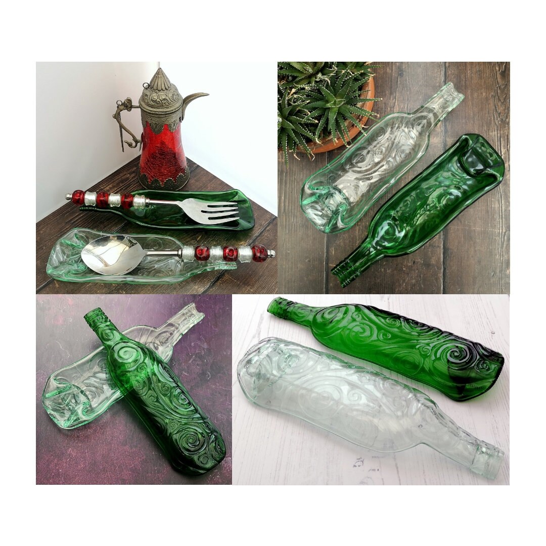 Handmade Fused Glass Recycled Wine Bottle Spiral Pattern Dish Slumped ...