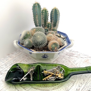 Handmade Fused Glass Dual Split Recycled Wine Bottle Dish - Squashed ...