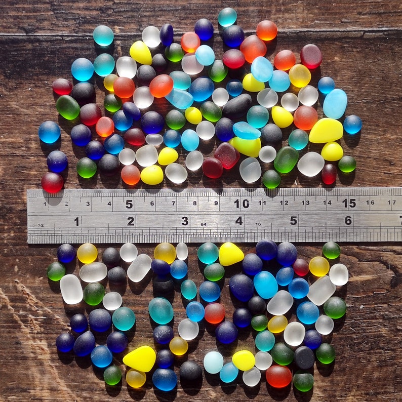 Tumbled Glass - Tiny Pieces, Various Colour Mix - Mixed Sizes / Amounts ...