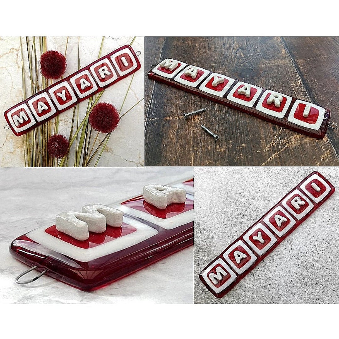 Handmade Fused Glass Personalised Name Sign - Customised 3D Name Plaque ...