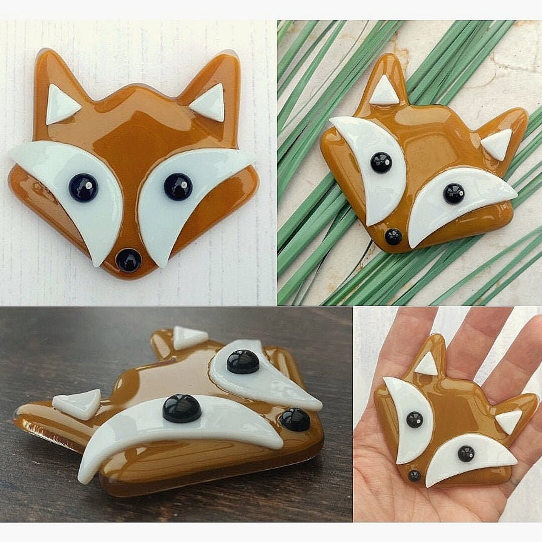Handmade Fused Glass Fox Face Fridge Magnet - Fox Gift - Foxy ...