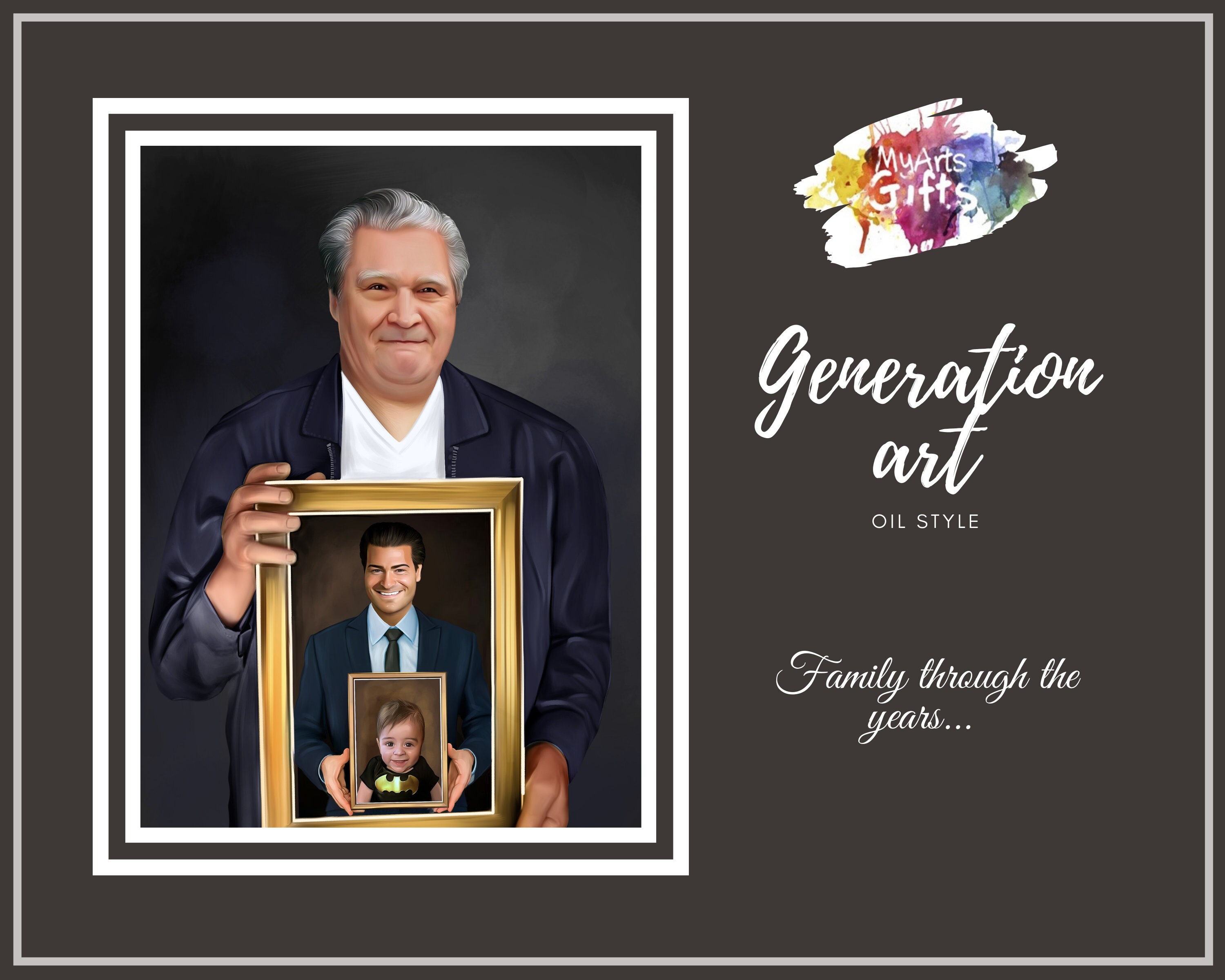 Generation Portraits or Photo Within a Photo in Our Oil Style Art ...