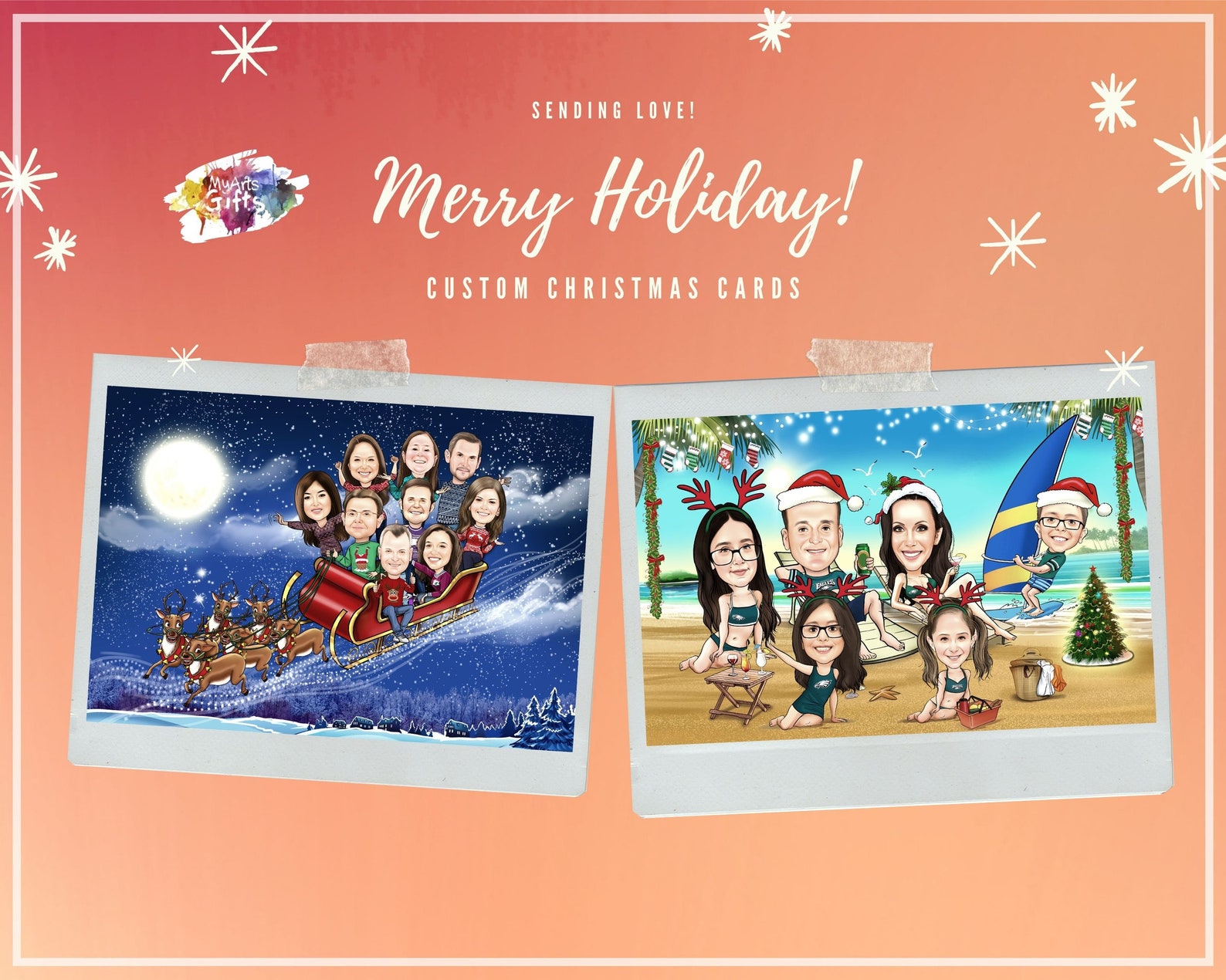 Christmas Caricatures and Christmas Cards Custom Made - Etsy UK