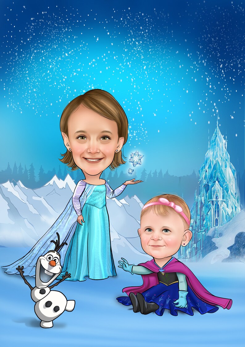 Princess Caricature Hand Drawn From Your Photos Caricature - Etsy UK