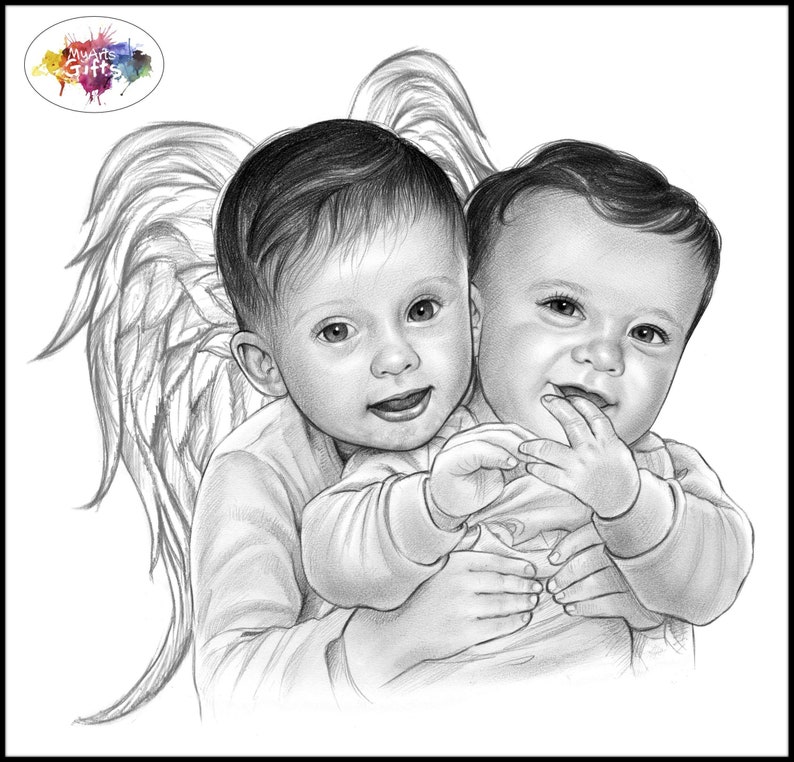 New Born Portrait / Baby Portrait / New Parents Sketch - Digitally Hand ...