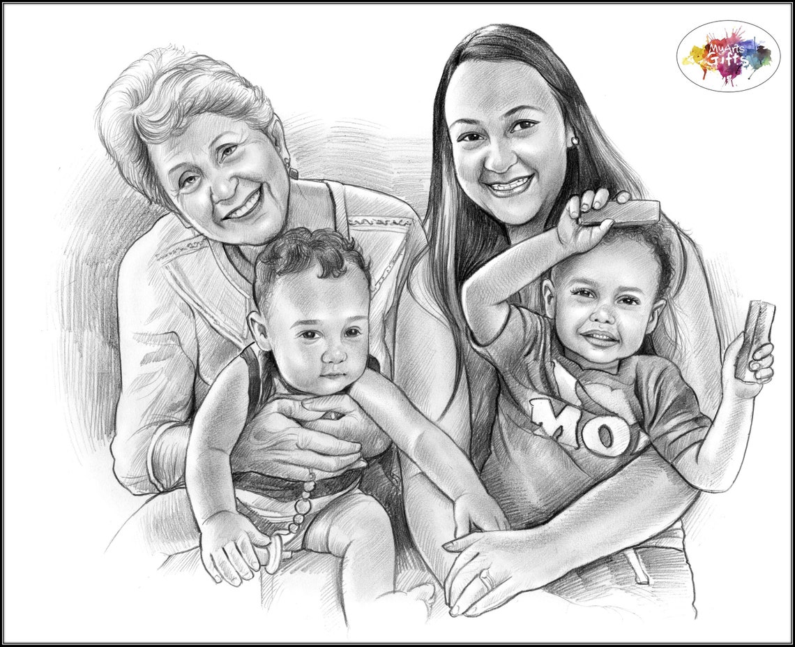 New Born Portrait / Baby Portrait / New Parents Sketch - Digitally Hand ...