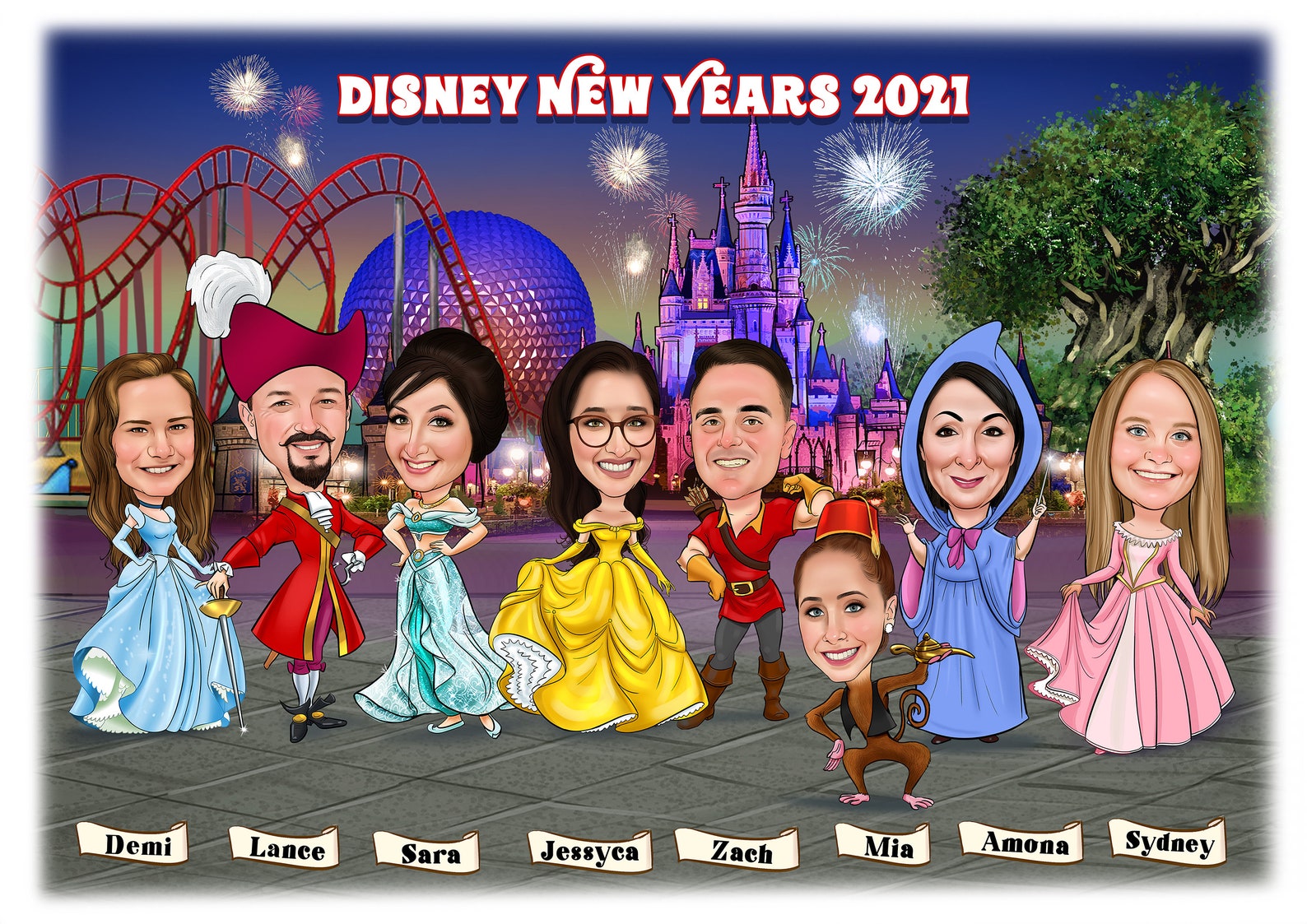 Princess Caricature Hand Drawn From Your Photos Caricature - Etsy UK