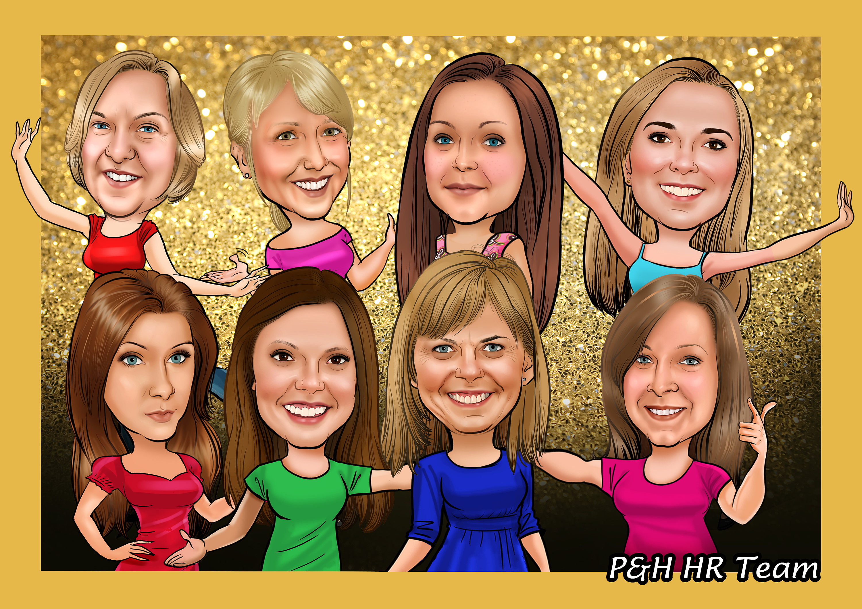 Group Caricatures / Group Cartoons Custom Drawn and | Etsy