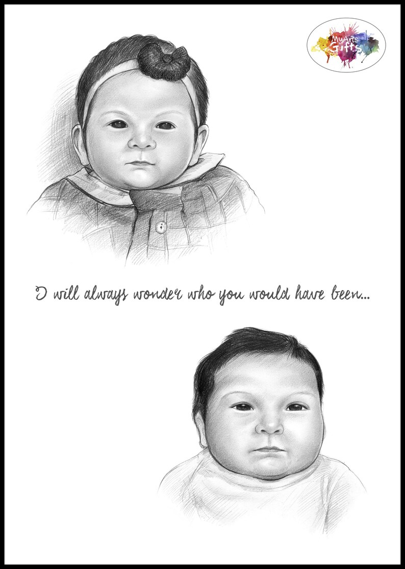 New Born Portrait / Baby Portrait / New Parents Sketch - Digitally Hand ...