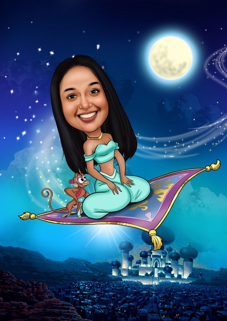 Princess Caricature Hand Drawn From Your Photos Caricature - Etsy UK