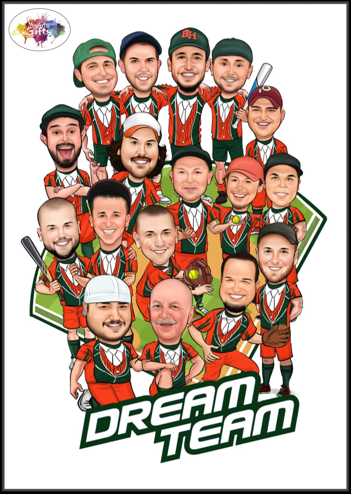 Group Caricatures / Group Cartoons Custom Drawn and | Etsy