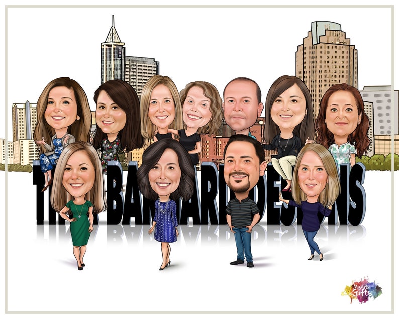 Group Caricatures / Group Cartoons Custom Drawn and - Etsy