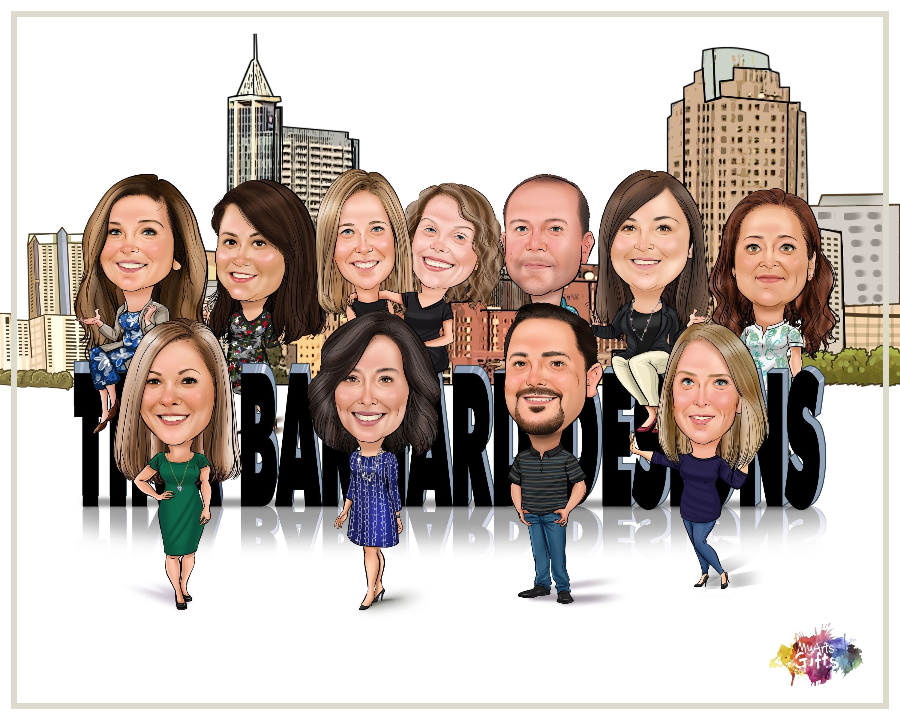 Group Caricatures / Group Cartoons Custom Drawn and | Etsy