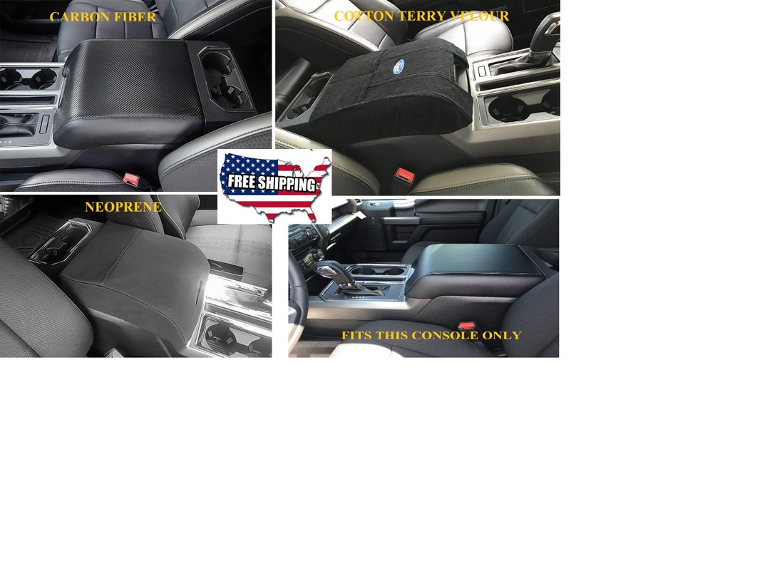 Fits Ford 2015 2020 F150 F250 Center Console Cover Carbon Fiber Leather ...