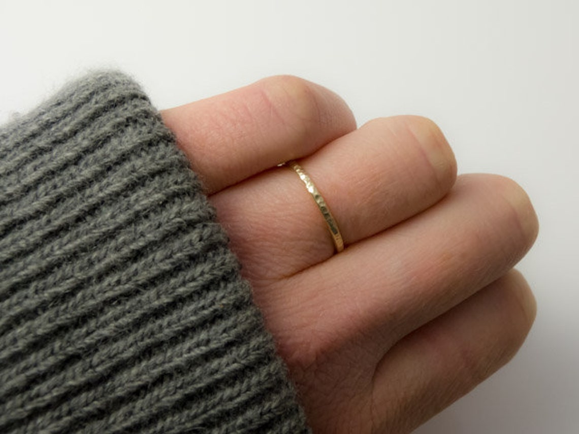 Ring 333 Gold 8 CT gehämmert Rundprofil - Etsy