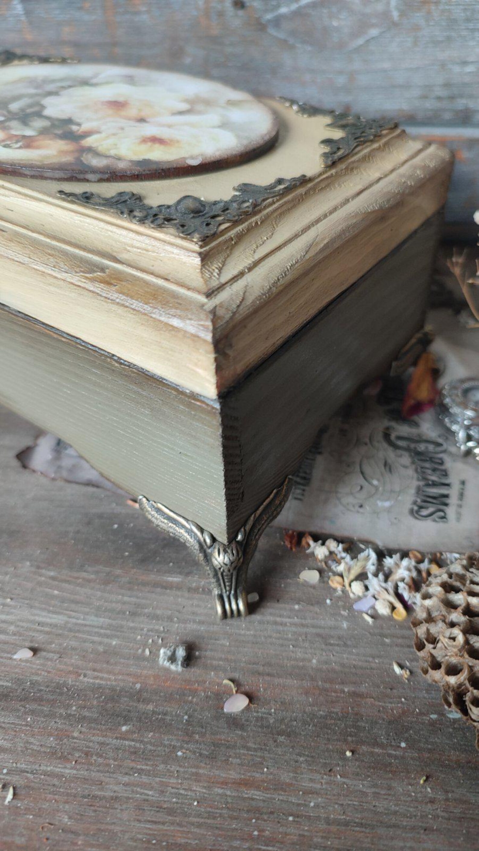 Handmade Wooden Box for Money -handcrafted Decoupage Decorated Vintage ...