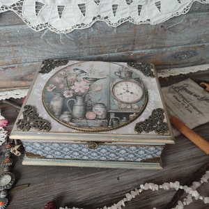 Vintage Wooden Box - Unique Home Decor, Vintage-inspired Decoupage ...