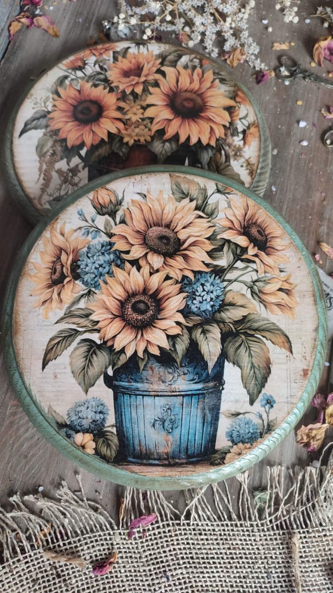 Set Kitchen Board With Sunflowers Handmade Board for Kitchen Sunflowers ...