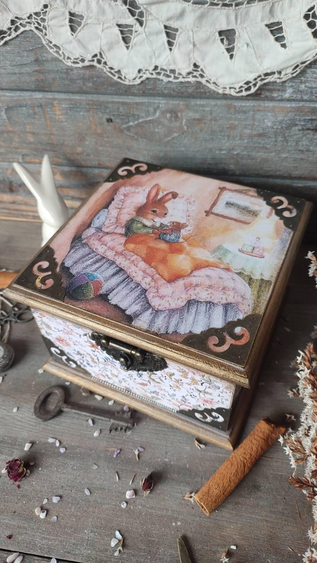 Box With Adorable Bunnies-perfect Kids' Gift-festive Bunny-box With ...