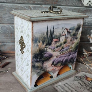 Tea Bag House T in Provence Style- Handcrafted Tea Box - Handmade Large ...