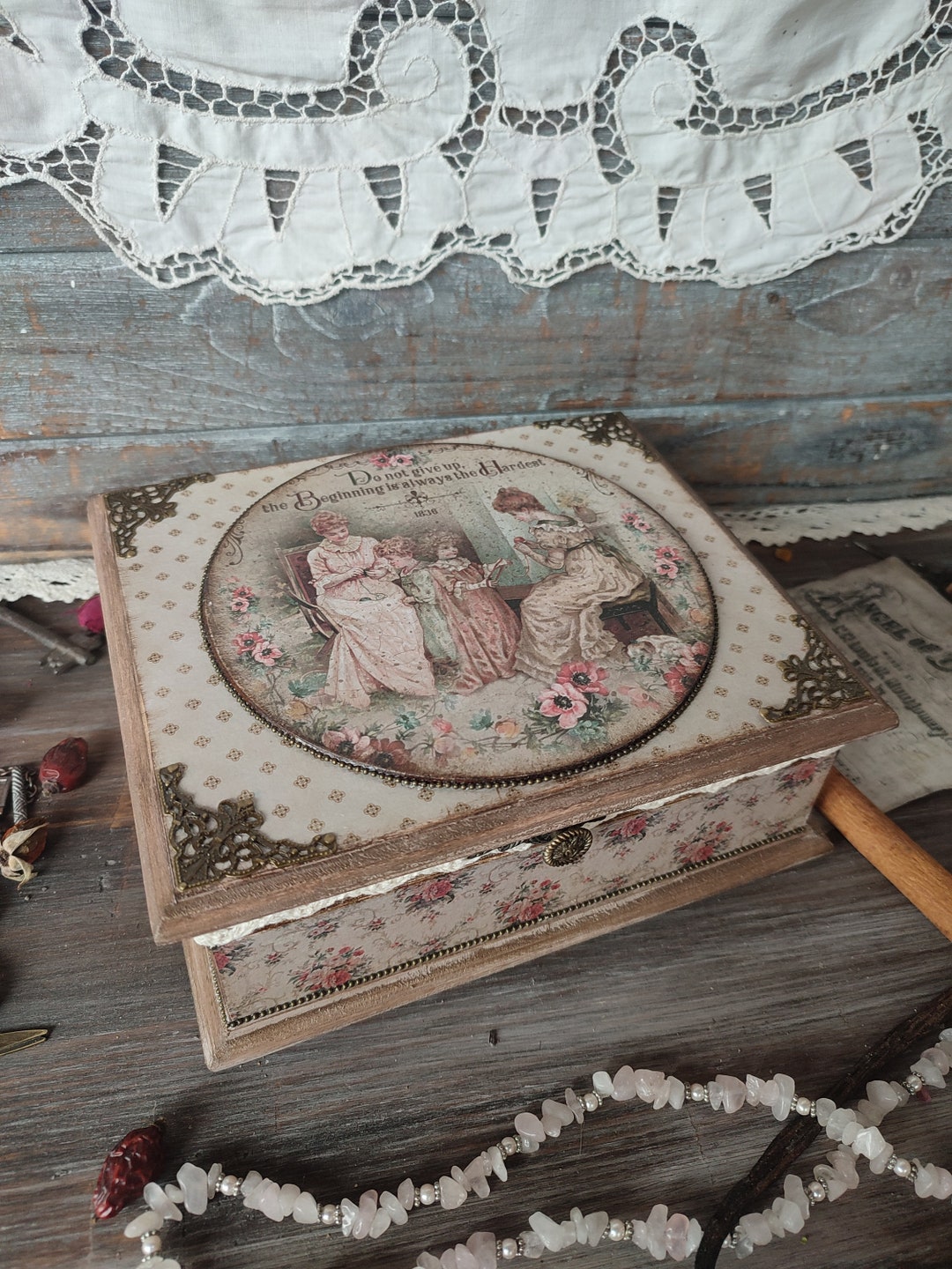 Girl’s Jewelry Box, Victorian Keepsake Box, Handmade Trinket Box ...