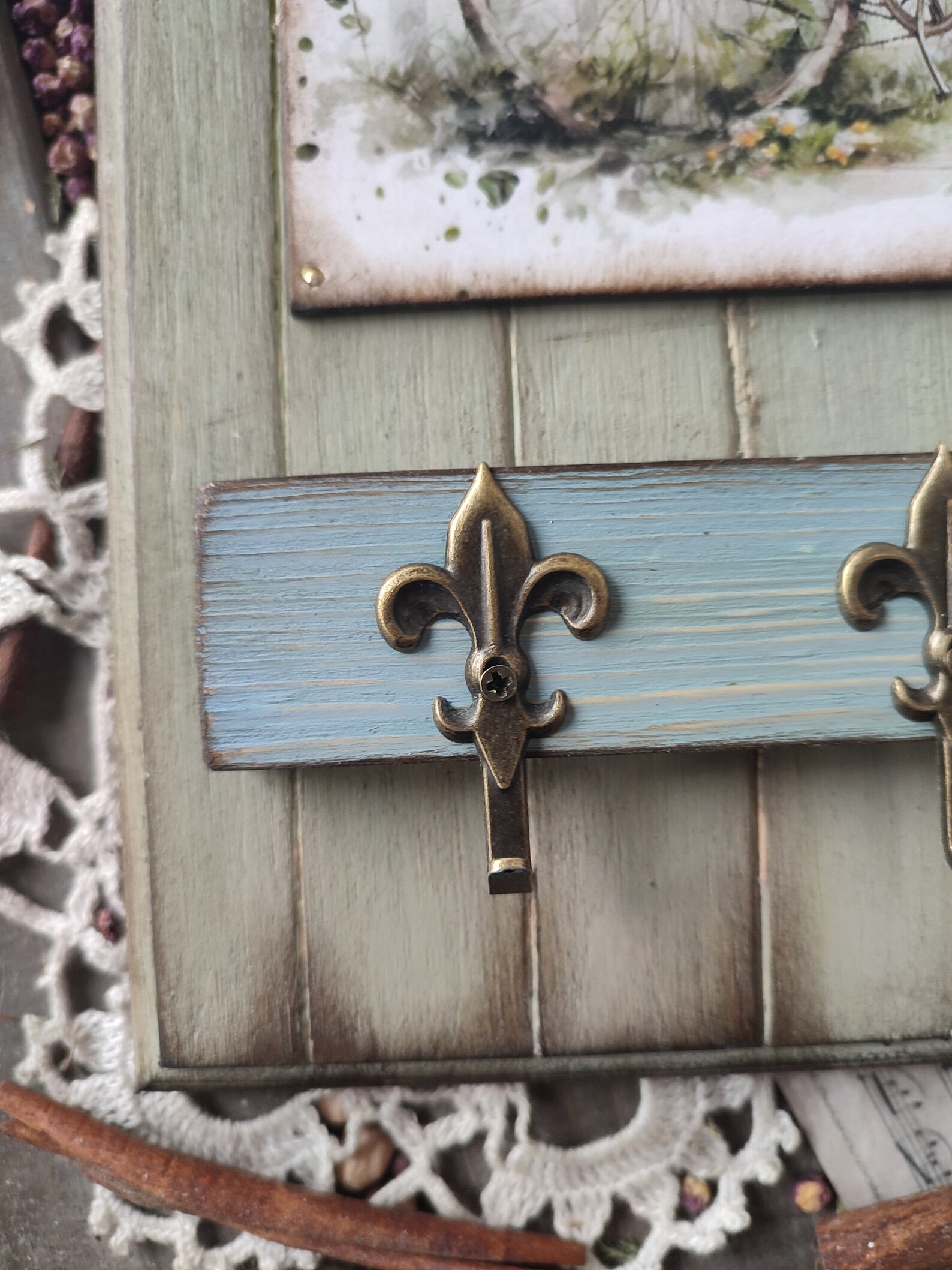 Country Key Hanger - Handmade Wooden Holder in Provence Style -wooden ...