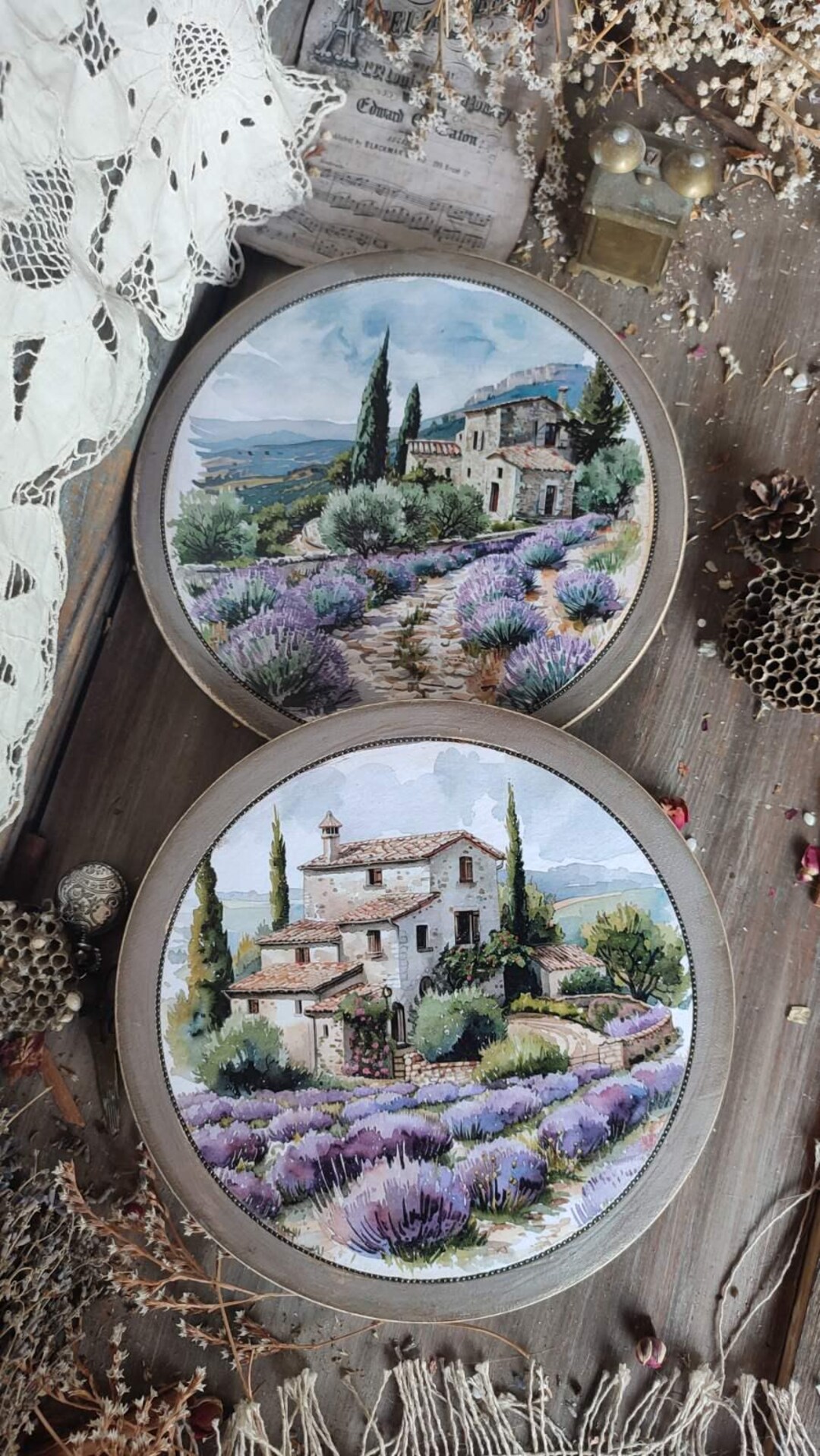 Rustic Kitchen Wall Decor Set With Lavender Provence Art, French ...