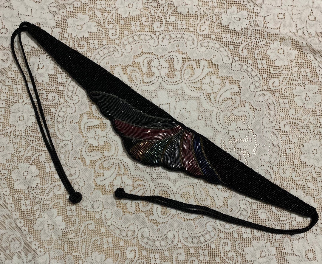 Vintage 80s Art Deco Flapper 20s 30s Style Heavily Beaded Embellished ...
