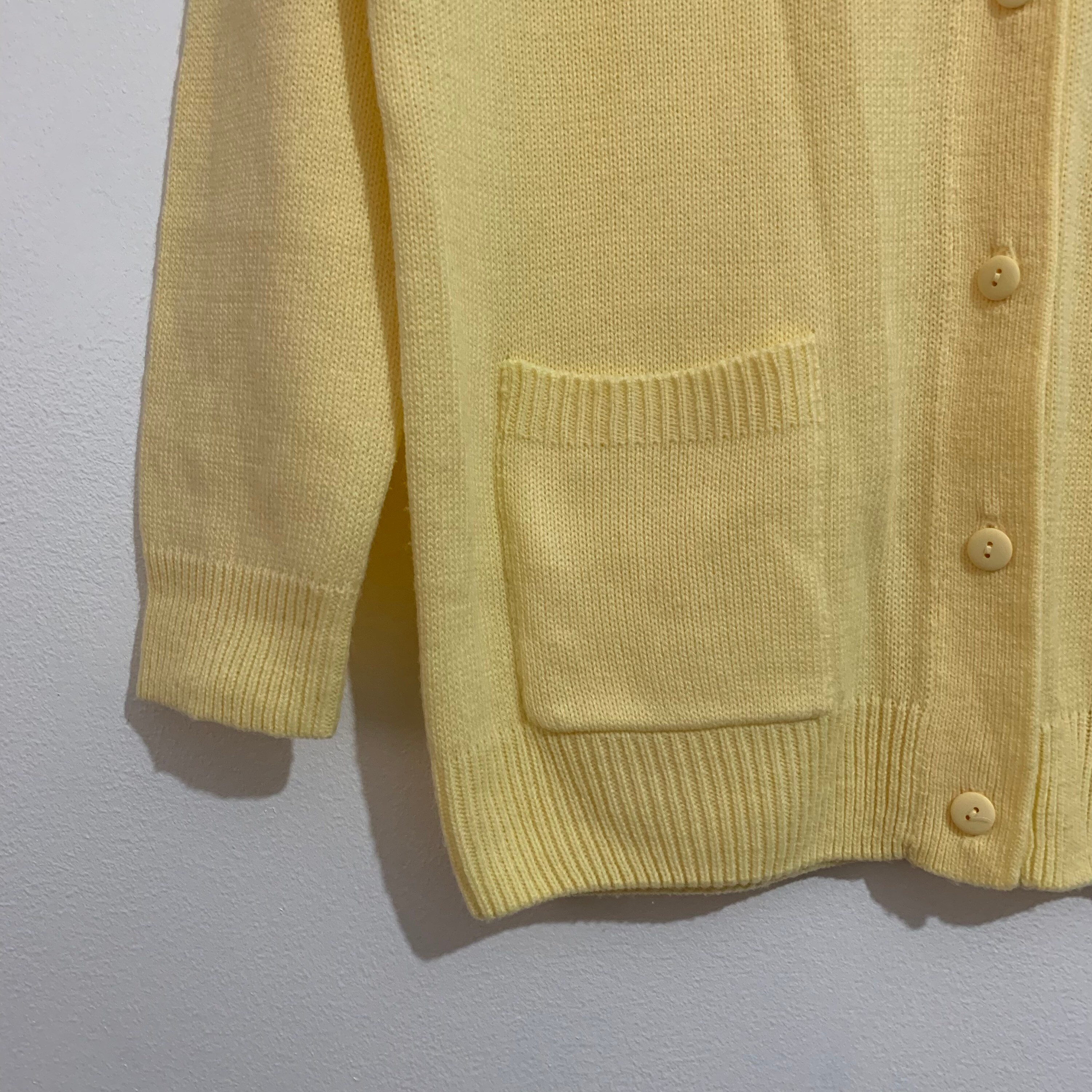 Vintage 90s Lemon Pastel Yellow V-neck Button up Front Ladies Long ...