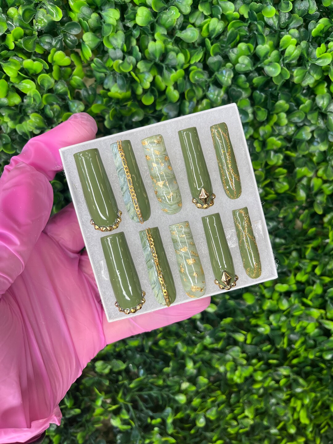 X Long Green Press Ons - Etsy