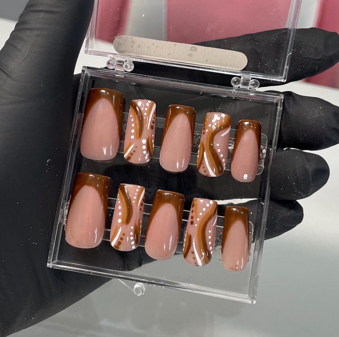 Short Brown Press Ons - Etsy