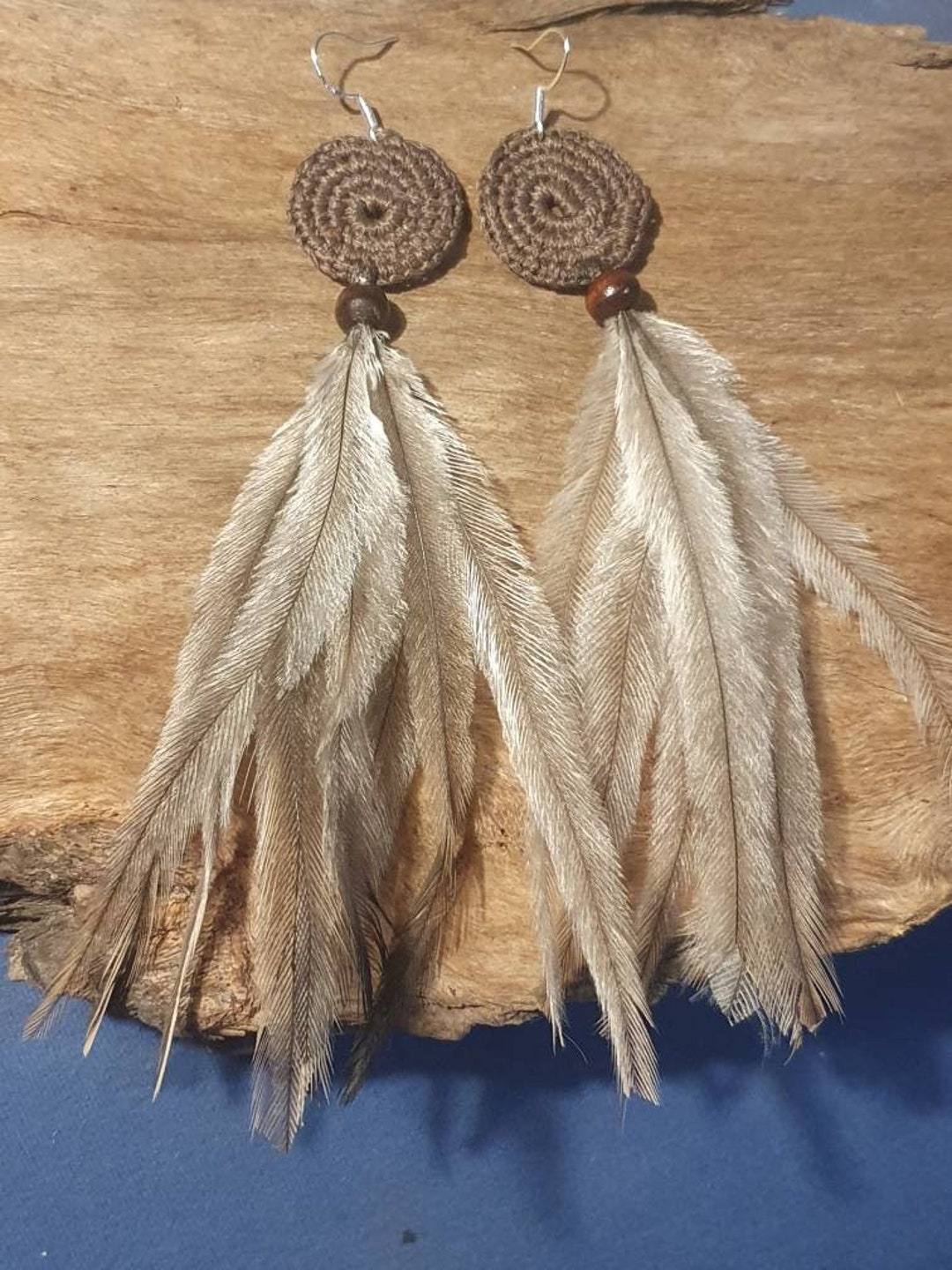 Coil Woven & Emu Feather Earrings - Etsy