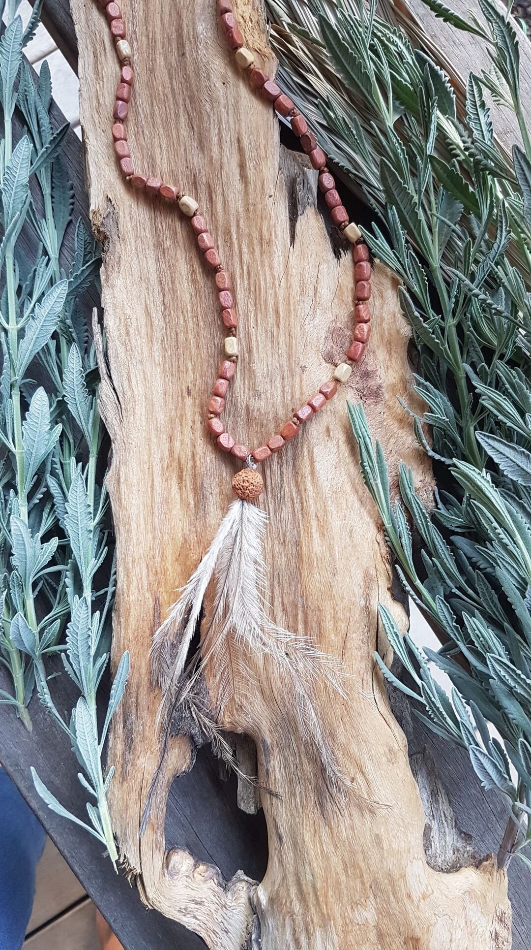 Emu Feather & Bead Necklace - Etsy