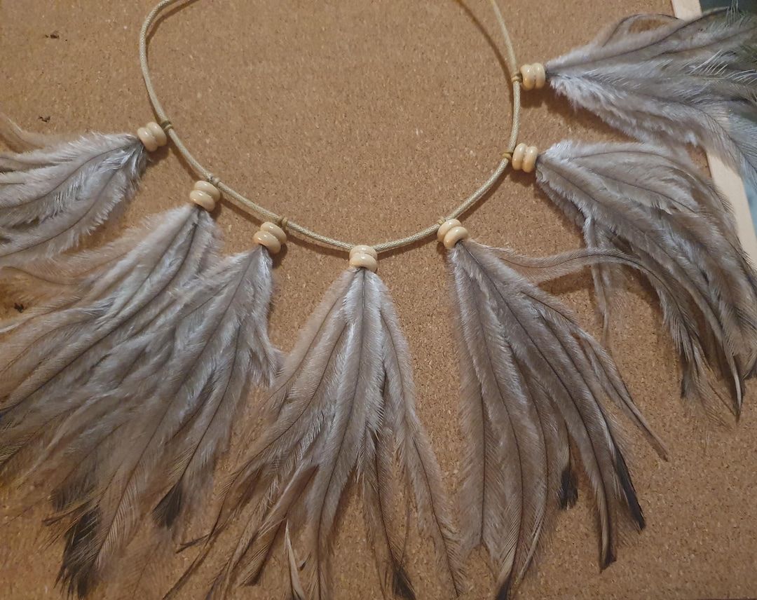 Emu Feather & Bead Necklace - Etsy