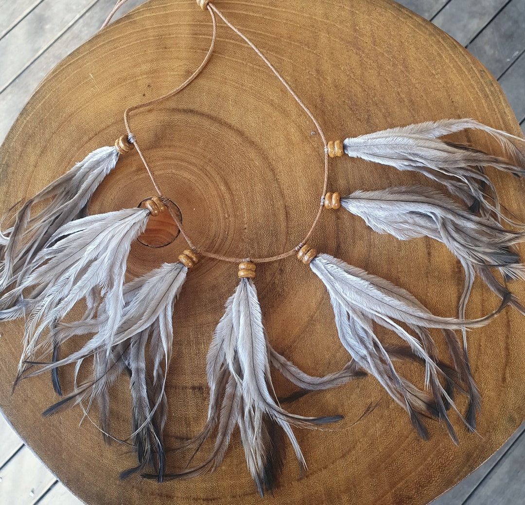 Emu Feather & Bead Necklace - Etsy