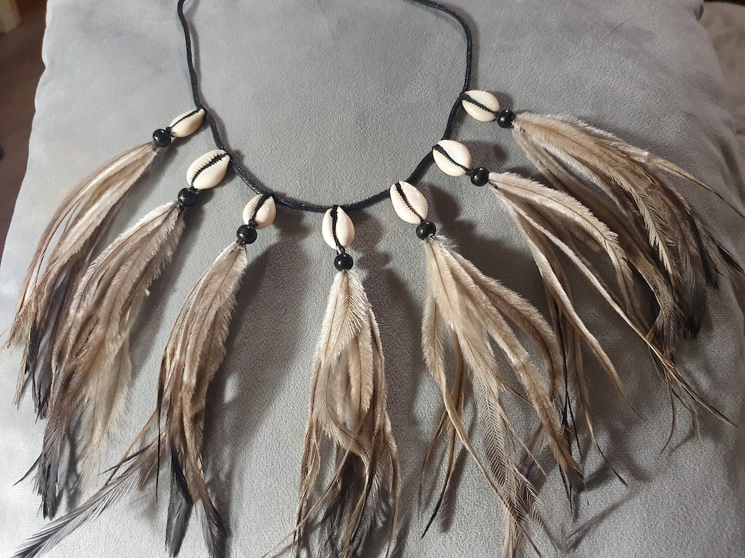 Emu Feather & Cowrie Shell Necklace - Etsy