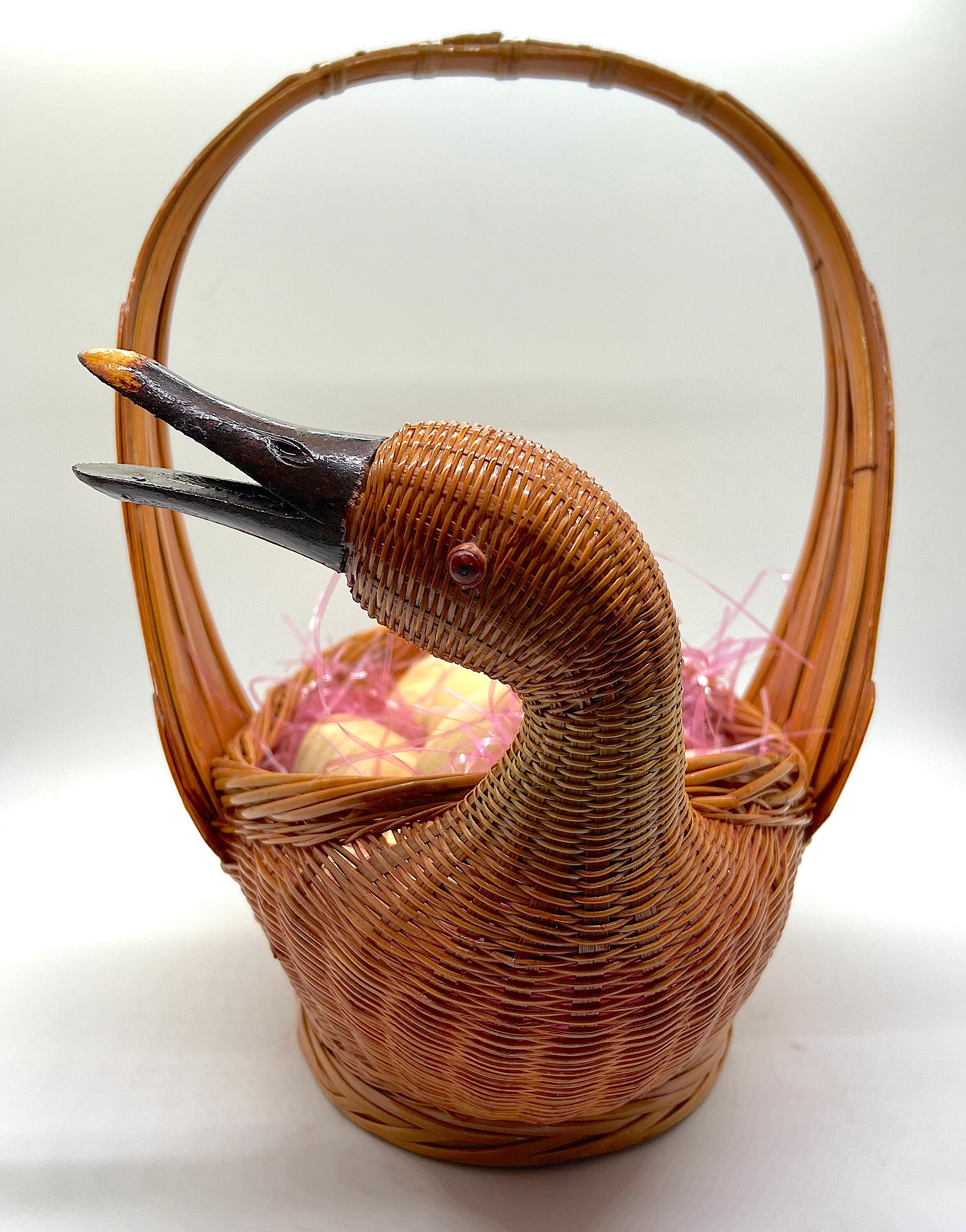 Vintage Lacquered Duck/swan Basket Ben Rickert, Easter Basket Wooden ...