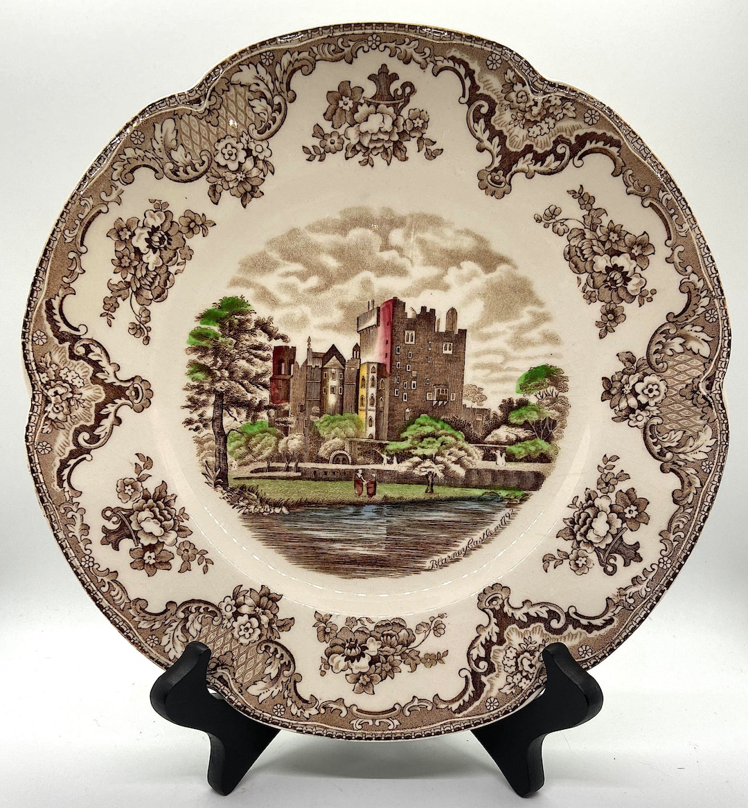 Vintage Johnson Brothers Brown Transferware Polychrome Dinner Plates ...