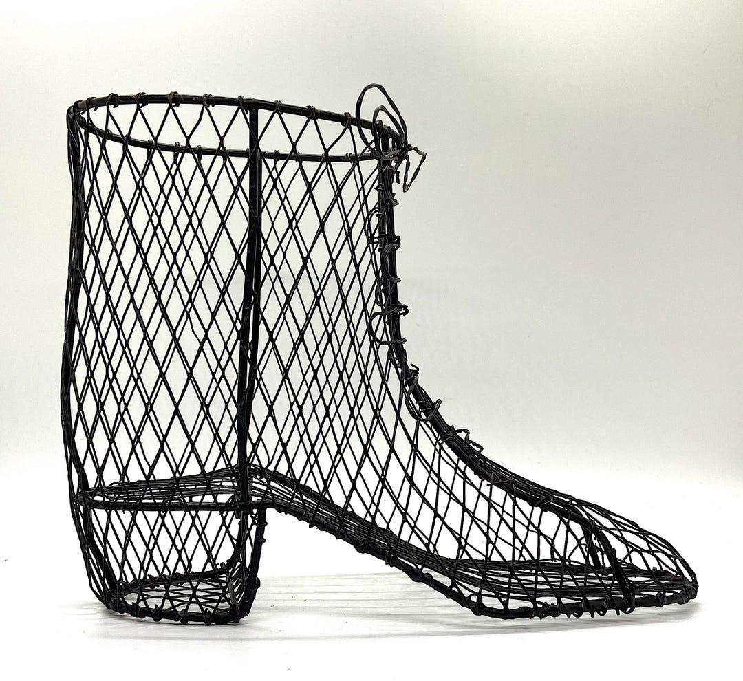 Vintage Metal Wire Topiary Boot Form, Garden Art, Garden Container Pot ...