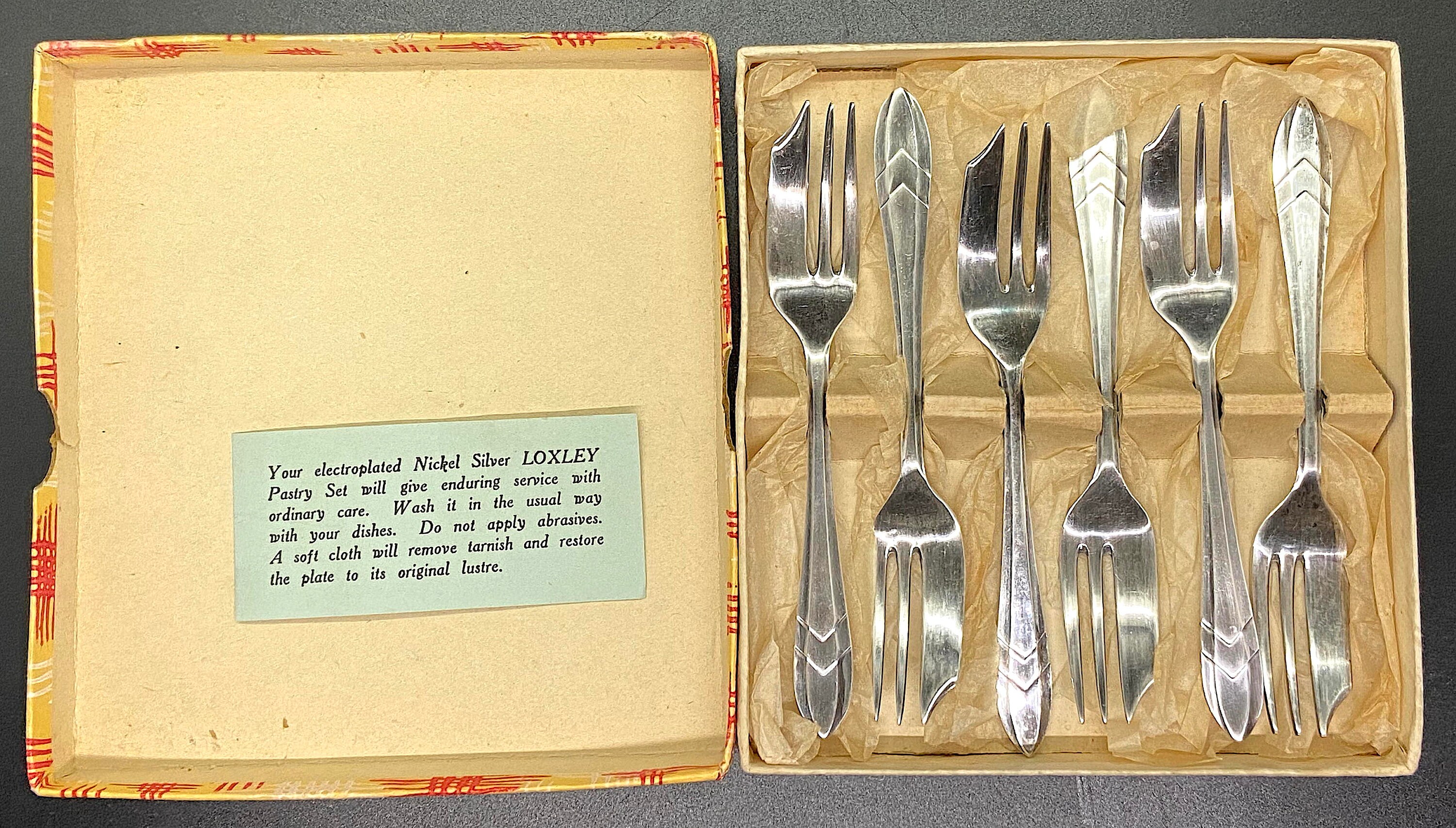 Vintage Pastry Fork Set, Presentation Box, Electroplated Nickel Silver ...